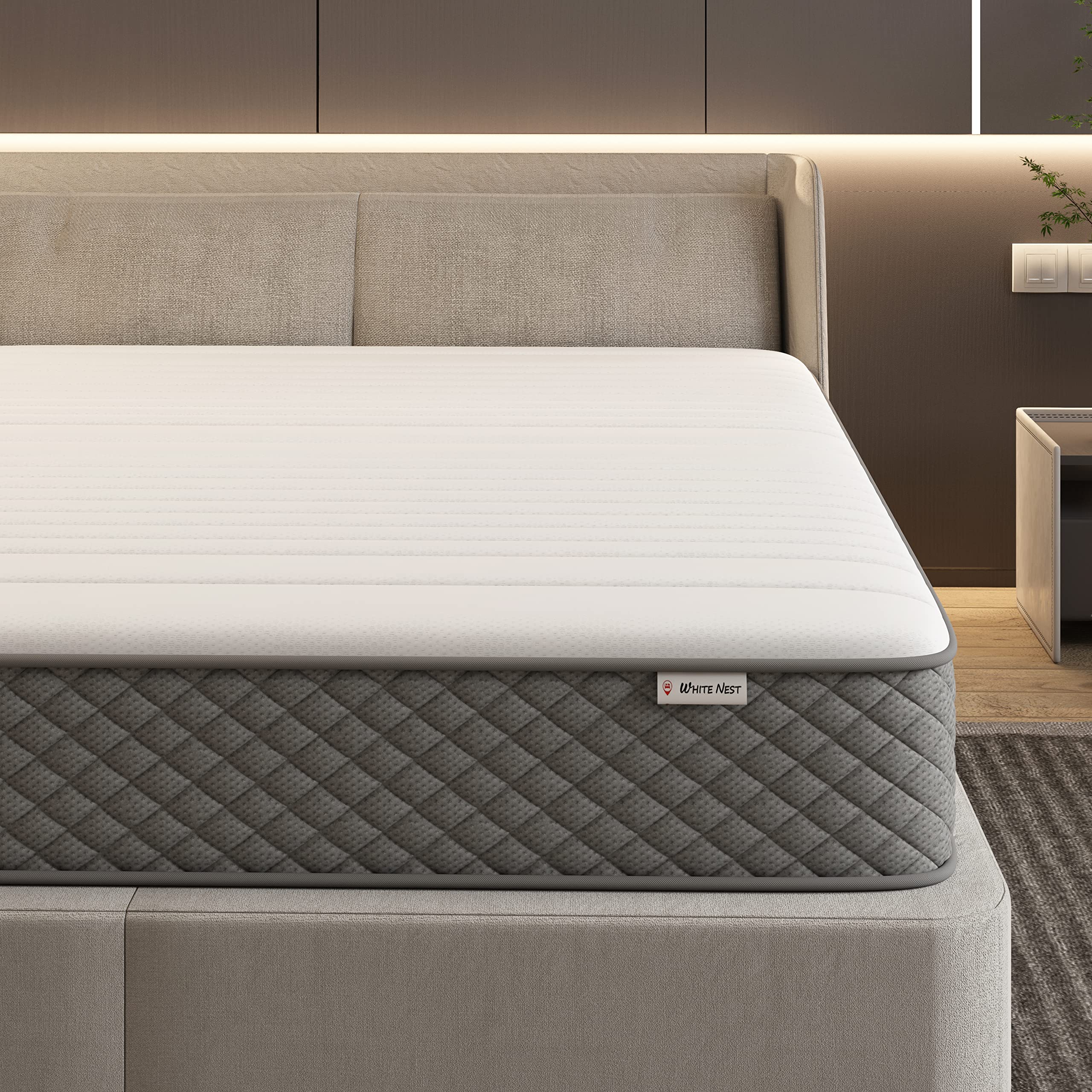 WHITE NEST Queen Mattress, 10 Inch Memory Foam Mattress with Innerspring Hybrid Mattress in a Box Pressure Relief & Supportive Queen Size Mattress(Queen)