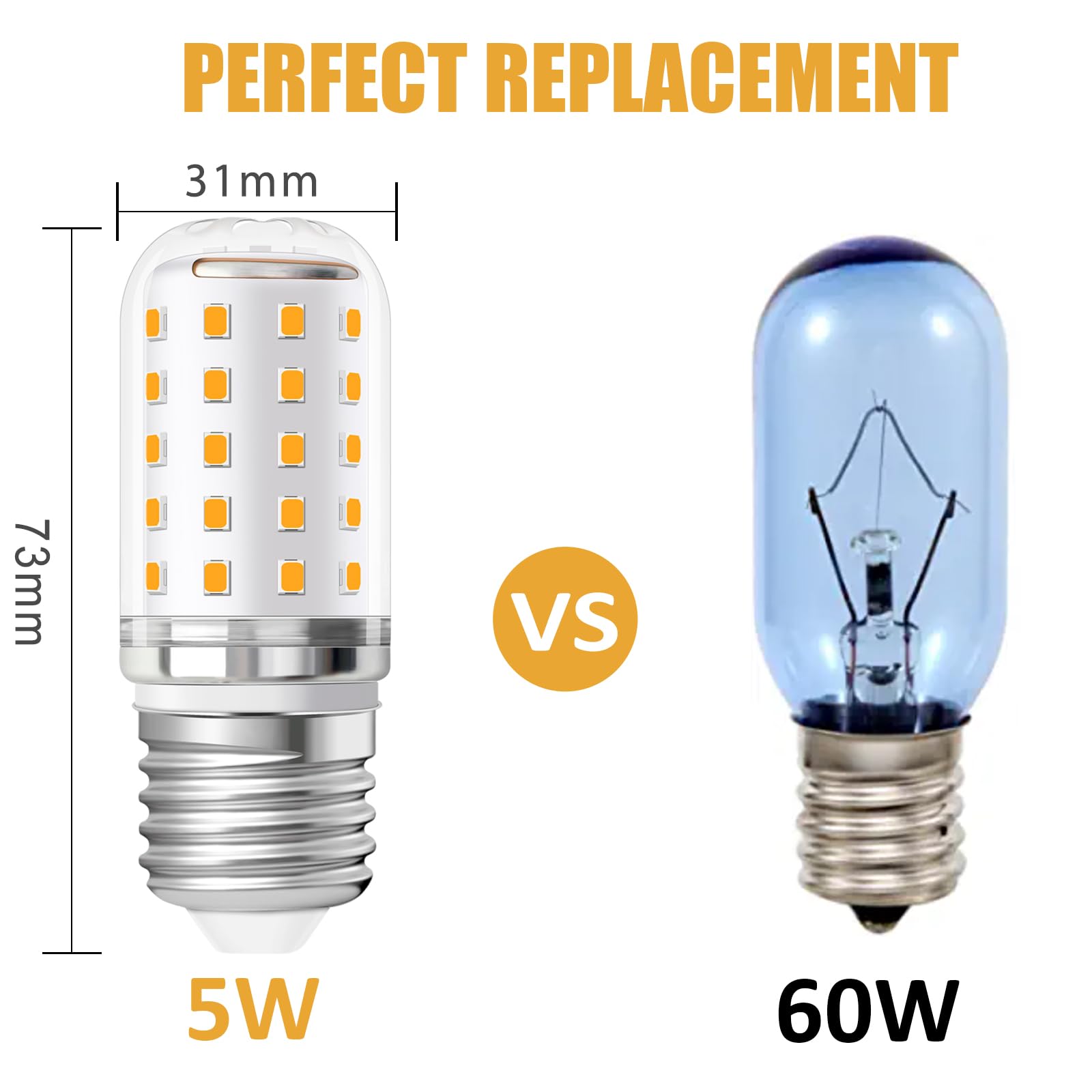 Ugvmn Refrigerator Light Bulb KEI D34L Bulb Compatible with Whirlpool Frigidaire Kenmore 5304511738 Refrigerator Freezer Light Bulb Replacement AP6278388 PS12364857 (5W 100V-265V Appliance Bulb)