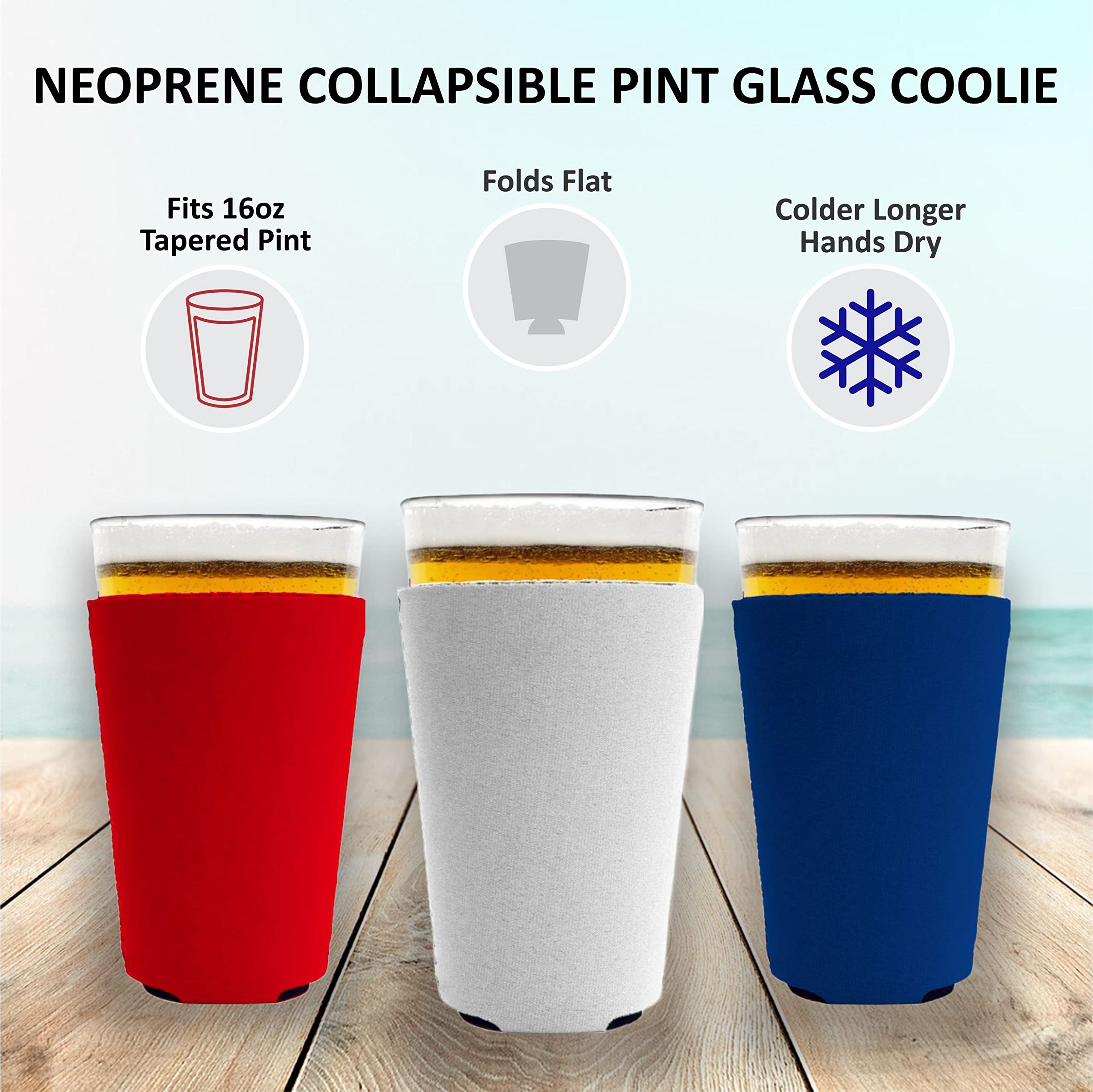 Blank Neoprene Pint Glass Coolie (Variety Color 6 Pack)