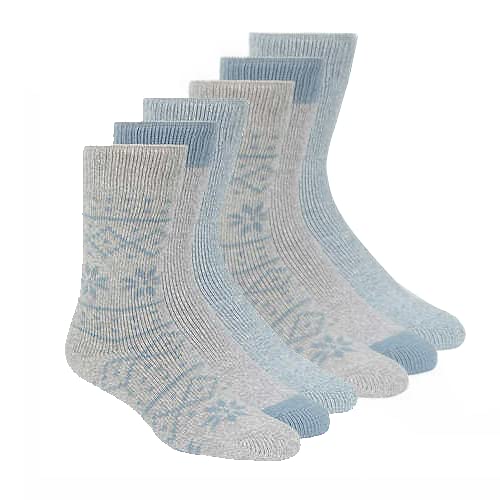Avalanche Women's Ultimate Thermal Crew Socks 6 pairs - Light Blue & Gray, 1526058