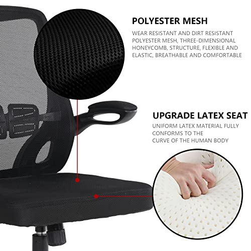 Mesh Office Chair Ergonomic Office Chair with Arm flip up and Back Support Office Chair, Adjustable Height Executive Office Chair for Computer Desk Home Office Chair Black