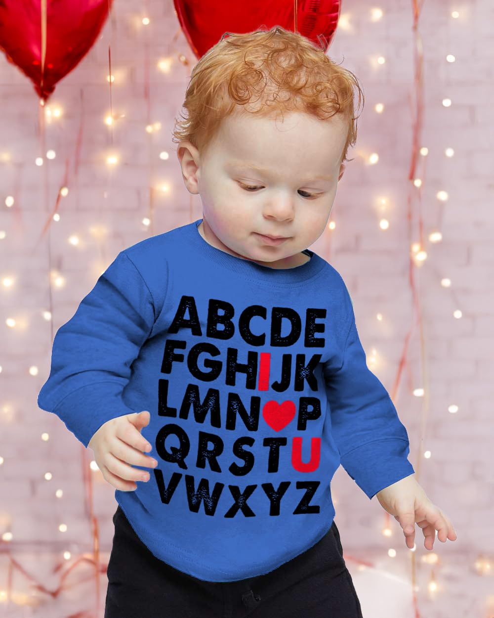 Valentines Day Shirt for Boys Girls Alphabet ABC Toddler Kids T-Shirts Sweatshirt 3T Blue