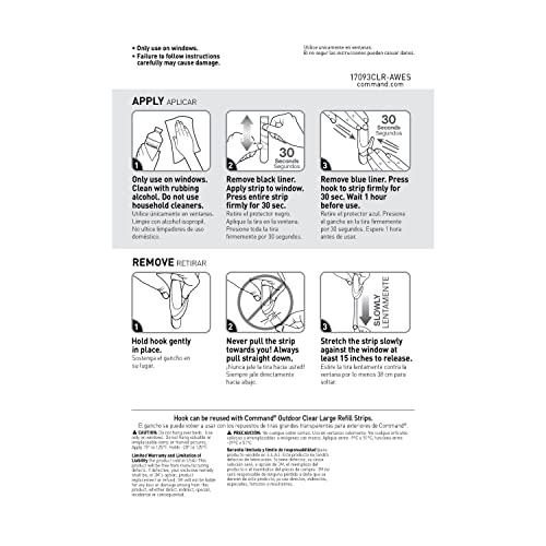 Command Outdoor Large Window Hooks, Total 4 Hooks with 8 Command Strips, 4 Pack of 1 Hook, Decorate Damage-Free