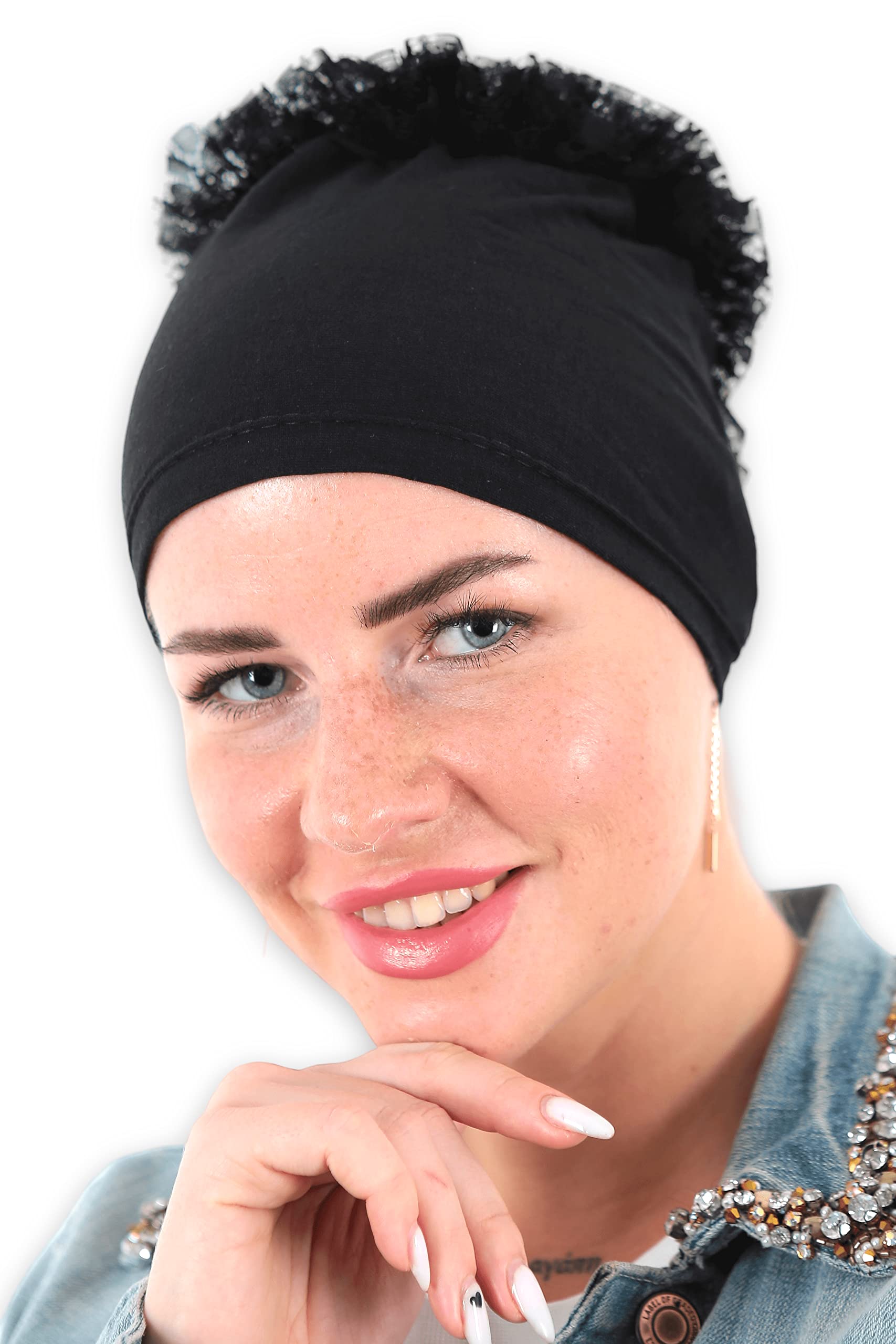 Avanos Hijab Undercap Volumizer, 100% Cotton Hijab for Women, Underscarf Hijab Cap, Instant Ready to Wear Head Wrap Muslim (Black)