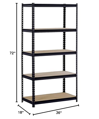 Sandusky/Edsal UR185P-BLK Black Steel Heavy Duty 5-Shelf Shelving Unit, 4000lbs Capacity, 36" Width x 72" Height x 18" Depth (Does not include post couplers)