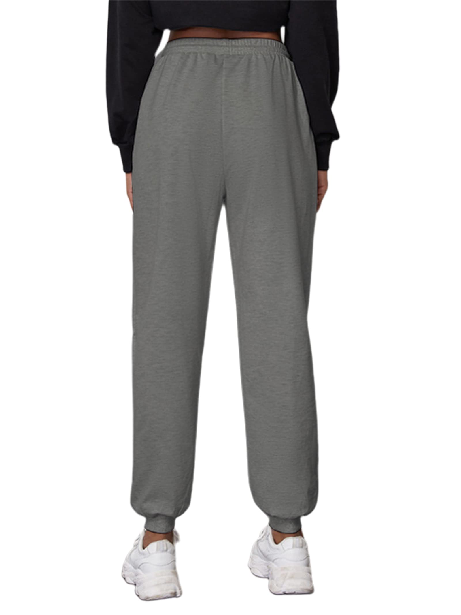 Avanova Women's High Waisted Sweatpants Joggers Workout Lounge Pants with Pockets Grey B Large