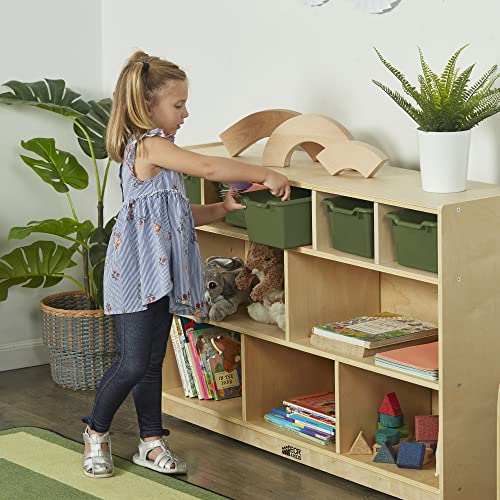 ECR4Kids Scoop Front Storage Bin, Multipurpose Organization, Hunter Green, 5-Piece