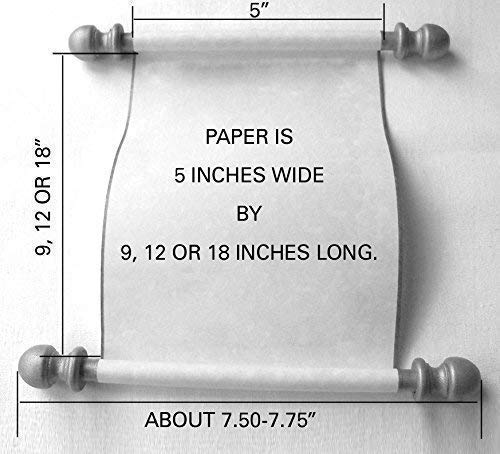 Blank scroll with silver accents, handwritten vows, calligraphy or prop, 5 inches wide aged parchment paper, boxed