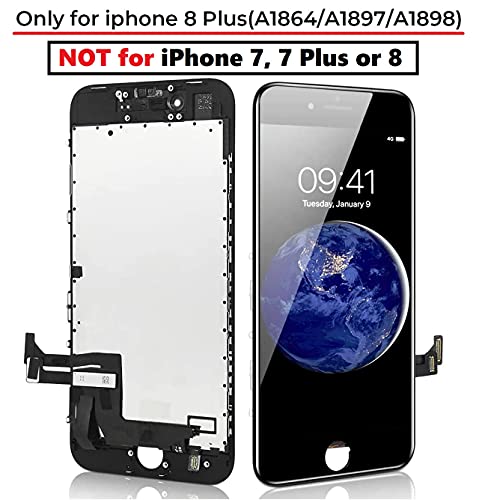 for iPhone 8 Plus Screen Replacement Black 5.5 Inch, Diykitpl 3D Touch LCD Digitizer Display for iPhone 8 Plus, with Repair Tools Kit for A1864,A1897,A1898 Glass Screen