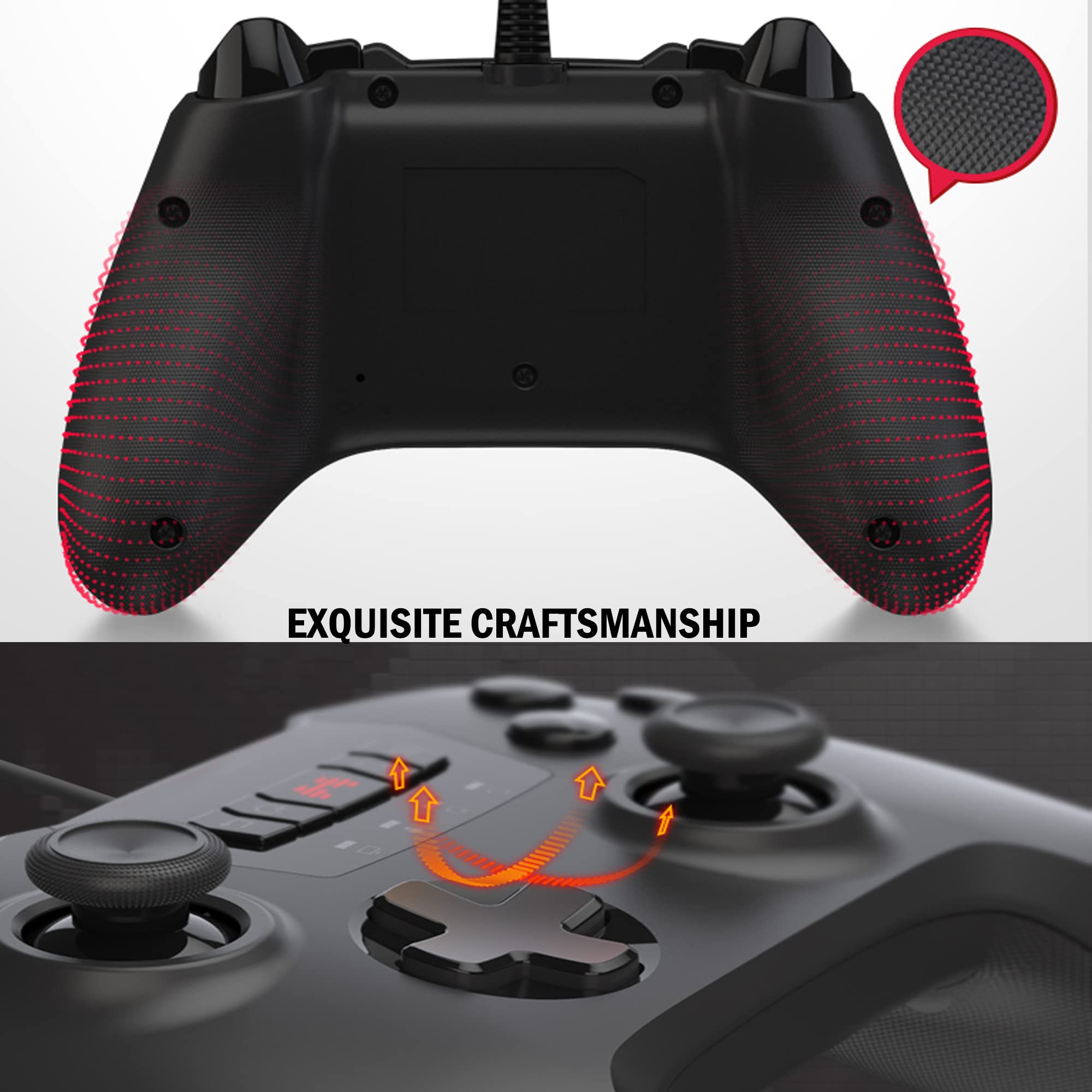 BEITONG Sparta 2 Wireless PC Gaming Controller Gamepad For Windows 7 8 10 Android TV Game,Dual Vibration Motor/3 Gears Frequency Conversion Turbo Function Black