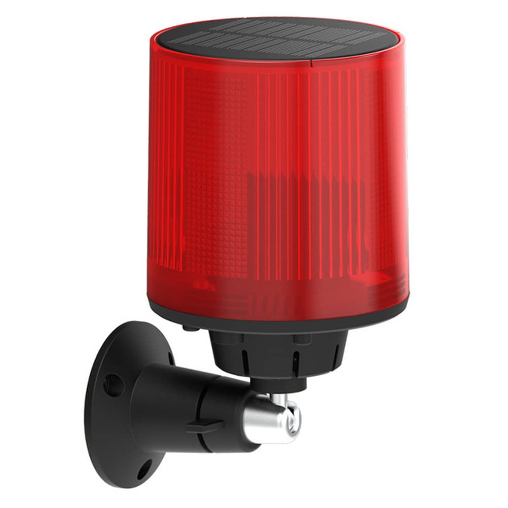 Aolyty Solar Warning Lights 110db Sound Solar Strobe Alarm Light IP55 Waterproof Security Siren Light Flashing Red Light with Recording Function for Farm Barn Yard Orchard Construction Sites