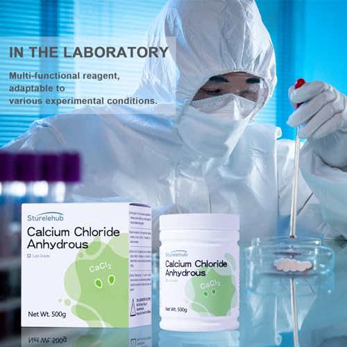 Calcium Chloride Anhydrous, 500g Lab Grade, Calcium Chloride Powder for Laboratory, Calcium Chloride for DIY Drying Agent Packet, Ideal for Snow Melter