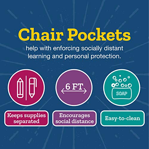 Really Good Stuff Deluxe Chair Pockets – Set of 36 – Classroom Chair Organizer with Pencil Pouch and Name Tag Keeps Students Organized and Classrooms Neat - Black