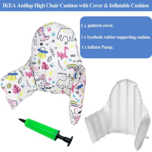 High Chair Cushion with Cover for IKEA Antilop High Chair, MISSEIAR Wooden High Chair Pad Pillow, Cushion Insert for Replacement, Built-in Inflatable Cushion (Pink)