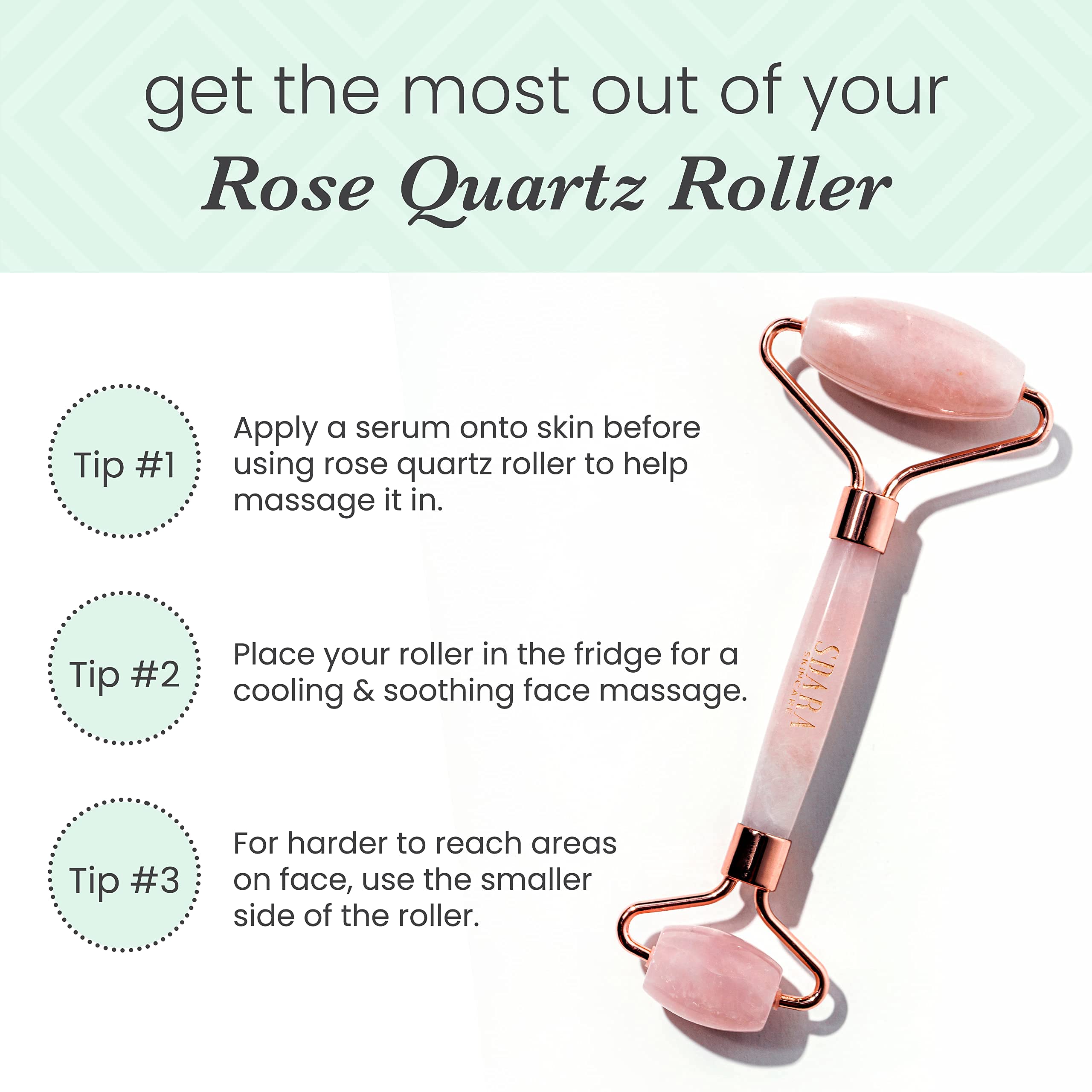 SDARA SKINCARE Rose Quartz Roller - Anti Aging Jade Roller for Wrinkles and Puffy Eyes - Eye & Face Roller for Slimming & Firming Facial Massage