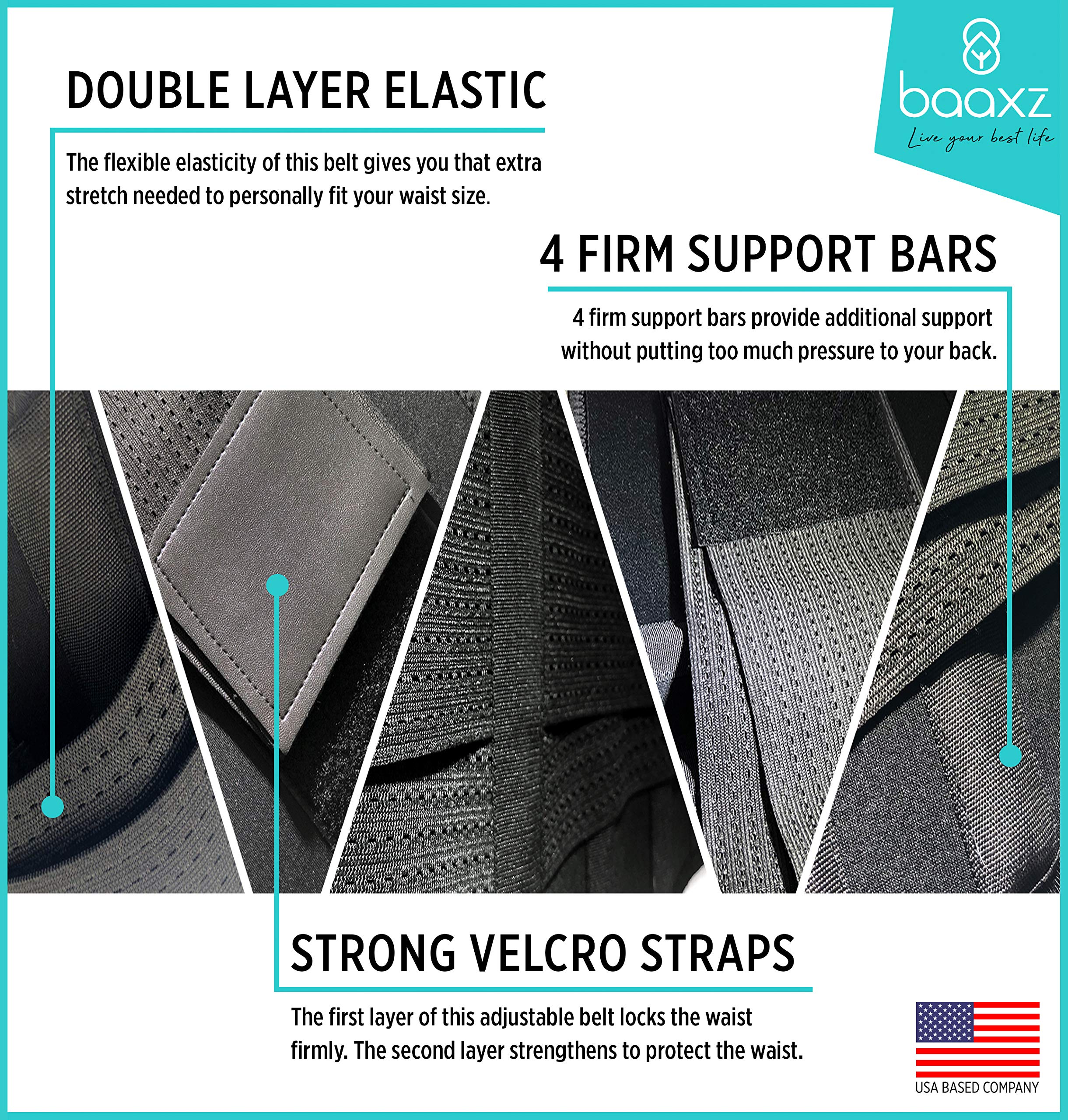 Baaxz Lower Back Brace Immediate Pain Relief from Back Pain, Hernia, Stiffness, Nerve Injury and more - Adjustable Compression - Interior Hot Cold Gel Pack Pocket - Lumbar Support Belt - Size 2XL