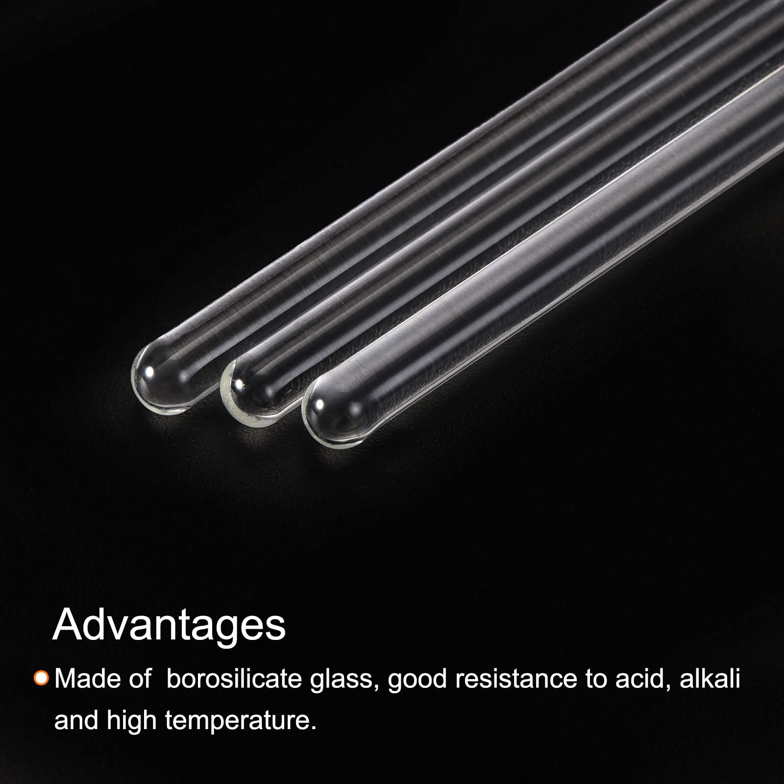 MECCANIXITY Borosilicate Glass Stick 5.91" Length 8mm Dia Stir Rod Mixing Tools with Both Ends Round for Lab Kitchen Science 3Pcs