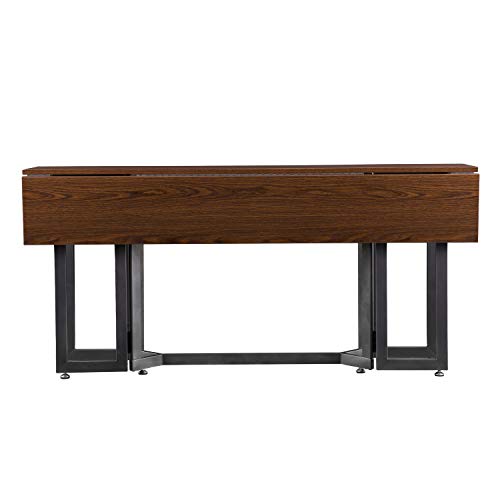 SEI Furniture Driness Drop Leaf Console to Dining Convertible Table, Dark Tobacco, Gunmetal Gray