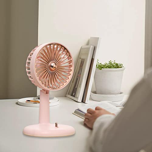 MagiDeal Desk Fan Table Fans Vintage Quiet Strong Mini USB Dual Adjustable Desktop Air Circulate Fan Personal Fan for Office Desktop Table Indoor Men, Pink
