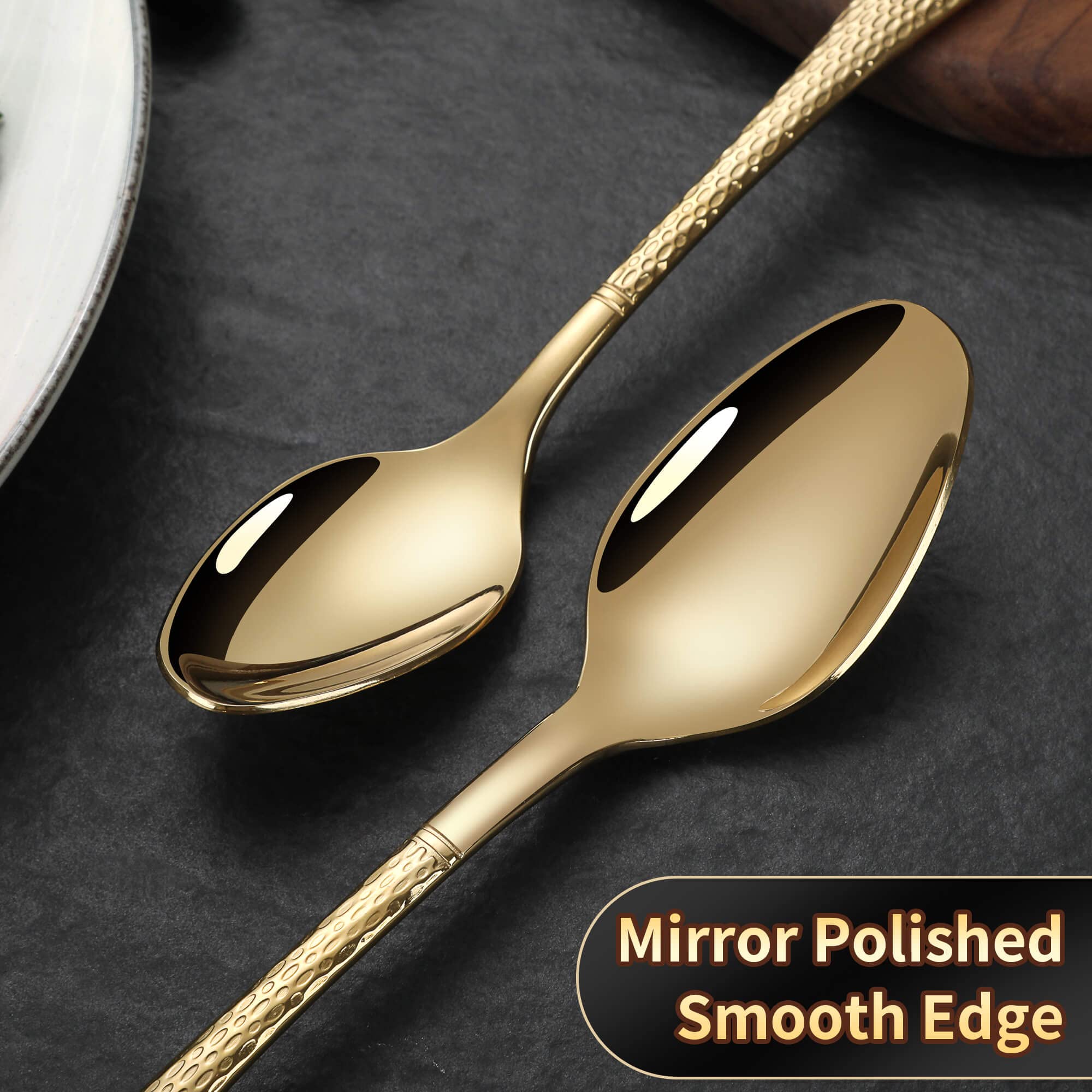 Lemeya Hammered Gold Silverware Set for 4,Stainless Steel 20-Piece Modern Cutlery Set,Mirror Polished Heavy Duty Flatware Set Utensil Set,Knives Spoons and Forks Set,Dishwasher Safe
