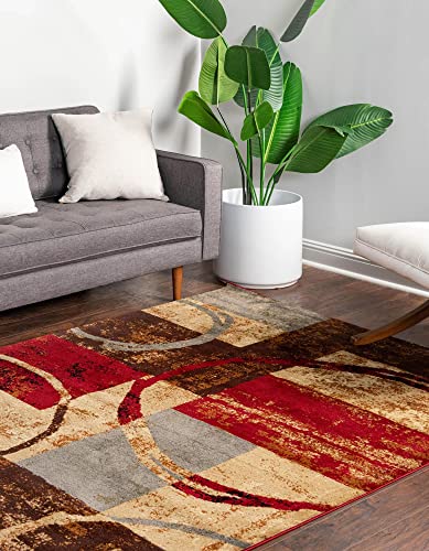 Unique Loom Barista Collection Area Rug - Kouillou (7' 10" x 10' Rectangle, Multi/ Brown)
