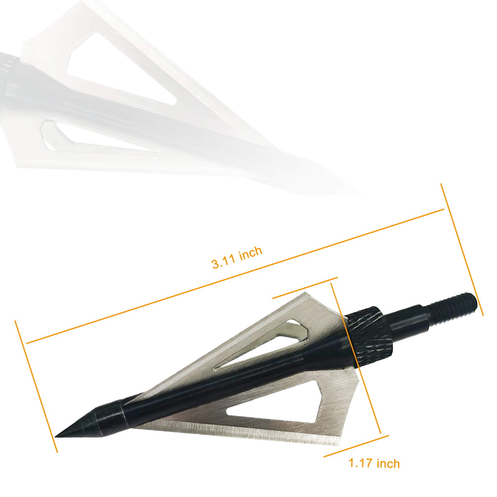 Archery Broadheads Hunting 3 Blade Archery Arrowhead 100 Gerling Threaded Spiral Head 6PCS (Black)