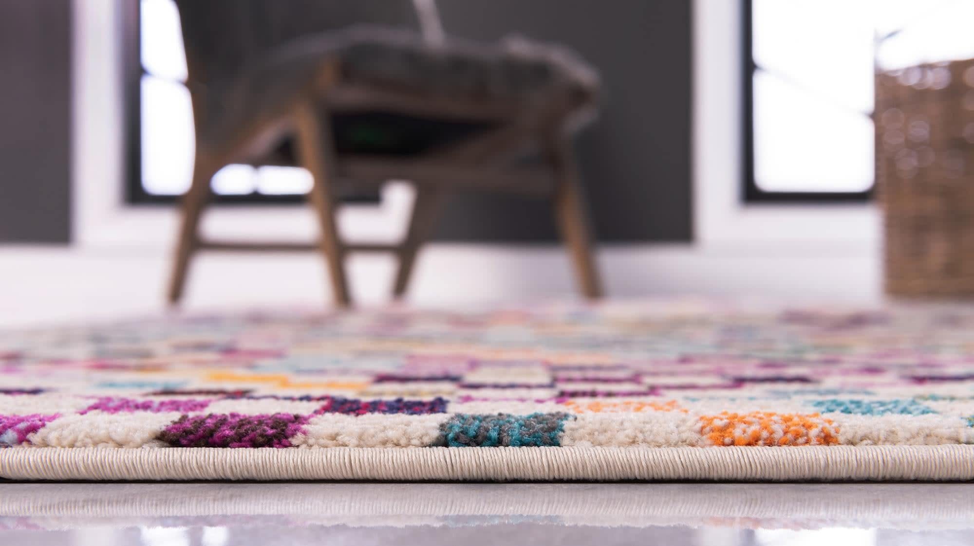 Unique Loom Chromatic Collection Modern Geometric & Vibrant Abstract Area Rug For Any Home Décor (5' 0 x 8' 0 Rectangular, Multi/ Beige)