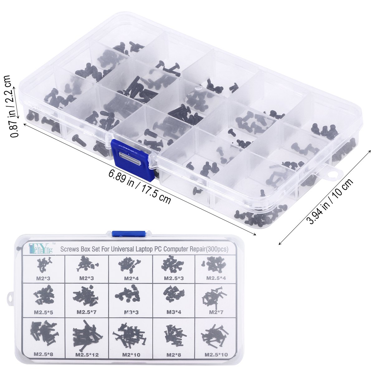 OULII Screw Assorted Kit Universal Laptop PC Computer Repair Accessory 300Pcs (Black)
