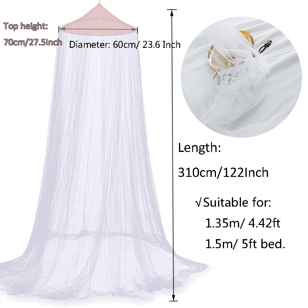 Bed Canopy Princess Crib Netting Lace Round Dome Mosquito Net Hanging Canopy for Baby Room Nersury Decoration Game House Tent, Pink