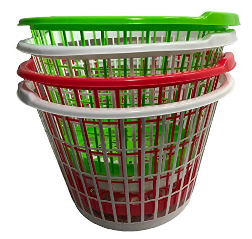 United Solution Set of 4 Assorted Colors Leightweight Plastic One Bushel Capacity Laundry Baskets