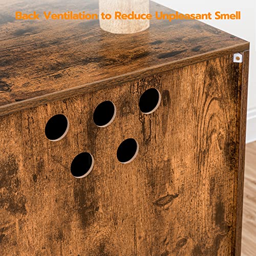HOOBRO Litter Box Enclosure with Cat Tree Tower, Hidden Cat Washroom with Scratching Post and Soft Plush Perch, Wooden Cat Furniture, Indoor Pet Cabinet with Multiple Platforms, Rustic Brown BF12MW03