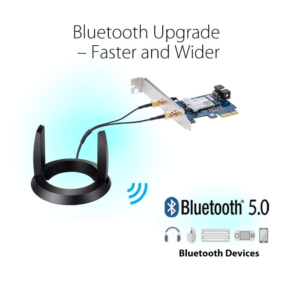 ASUS Dual Band 802.11AC Wireless-AC2100 PCI-e Bluetooth 5 Gigabit WiFi Adapter, 160MHz Support (PCE-AC58BT)