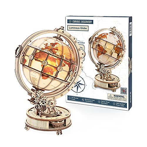 ROBOTIME 3D Puzzles for Adults, Wooden Puzzle Model Kits for Adults to Build, Unique Gift Aesthetic Desk Decor with LED Light