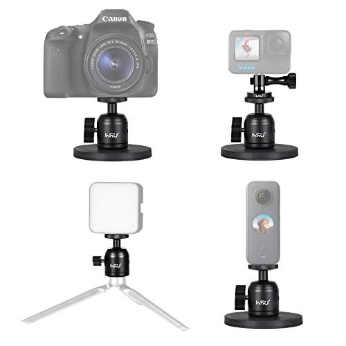 HSU Magnetic Camera Mount Base Kit with Mini Ball Head for GoPro, with Aluminum 1/4"-20 GoPro Tripod Mount Compatible with GoPro Hero 11/10/9/8/7/6/5 Insta360/ Osmo Action/DSLR Camera (3.5” Base)
