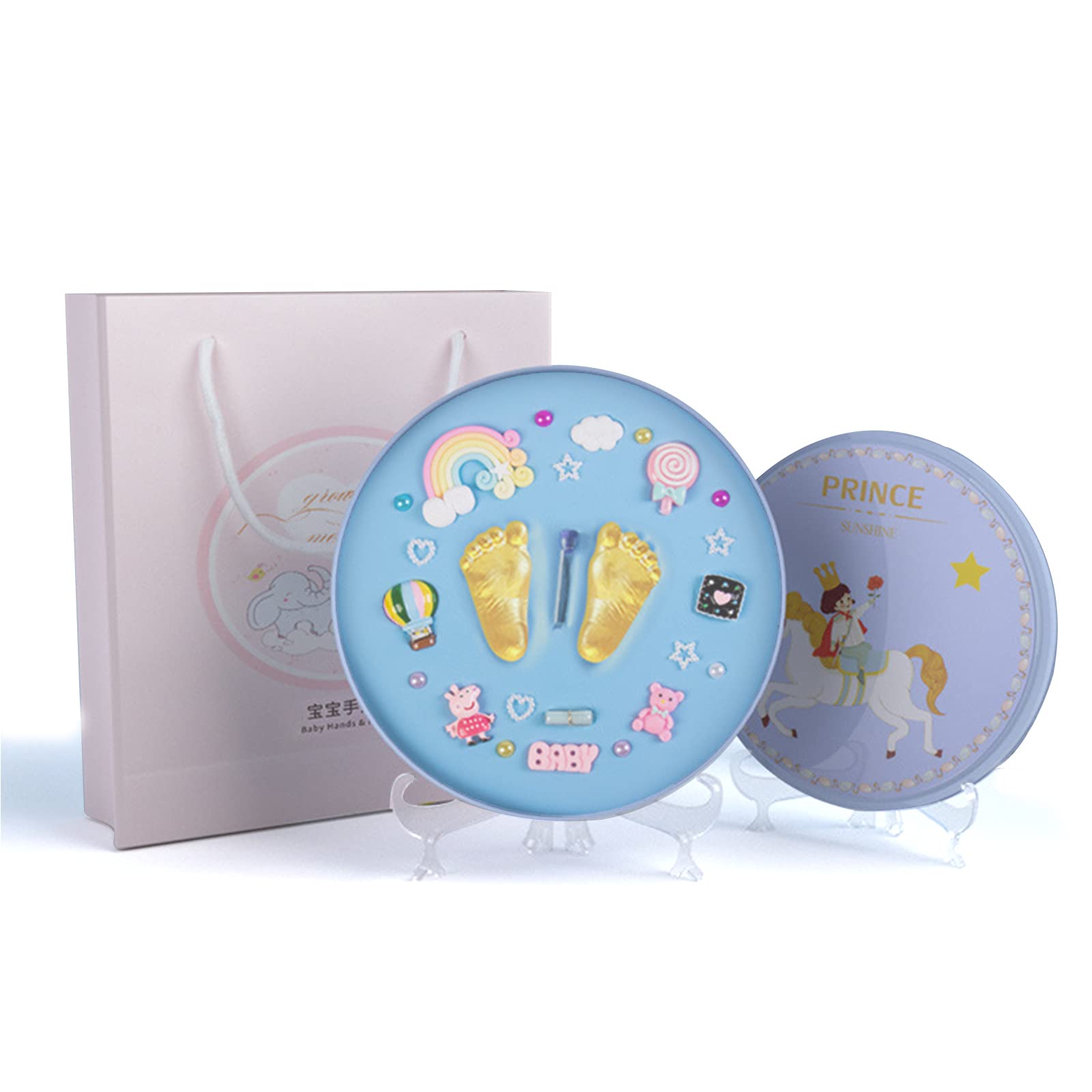 Baby Handprint and Footprint Keepsake Ornament Makers Kit (Blue)