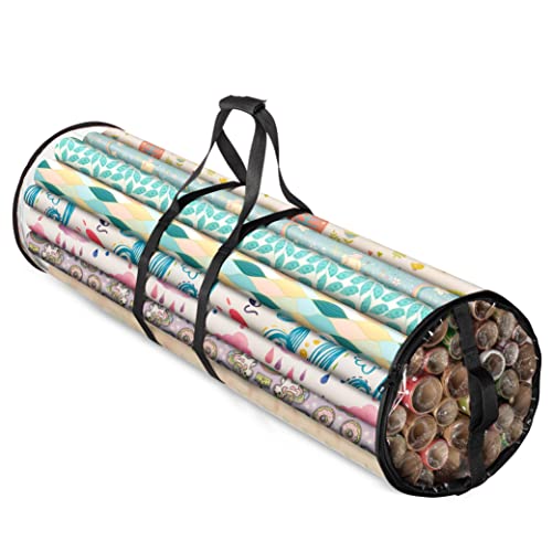 ZOBER Wrapping Paper Storage Containers - 40 Inch Gift Wrapping Organizer Storage - Fits 20 Standard Rolls of Wrapping Paper - Breathable Fabric, Waterproof