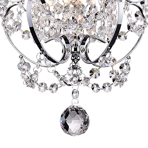 Plug in Pendant Lights with K9 Crystal,Hanging Lamp with 15Ft Clear Cord & On/Off Switch,Mini Chandelier for Closet Living Room Girls Room Bedroom Nursery