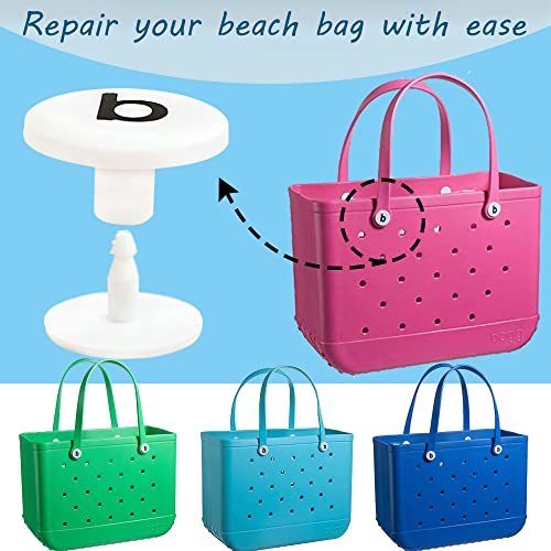 Replacement Rivets for Bogg Bag - 5/10 Sets of White Replacement Buttons for Beach Bag Handles, Compatible with Bogg Tote Bag Straps, Standard and Oversized XL Rubber Pool Bag Repair Rivets(5 Sets)
