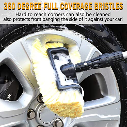 MOFEEZ 10" Car Wash Brush with Soft Detailing Bristle, Flow-Thru Dip Brush for Car Boat RV Camper Truck Washing