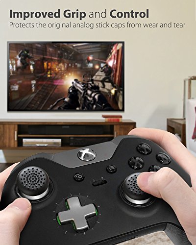 Fosmon [Set of 4] Analog Stick Joystick Controller Performance Extended Thumb Grips for Xbox One | One X | One S | One Elite | Series X/S (Solid Black)