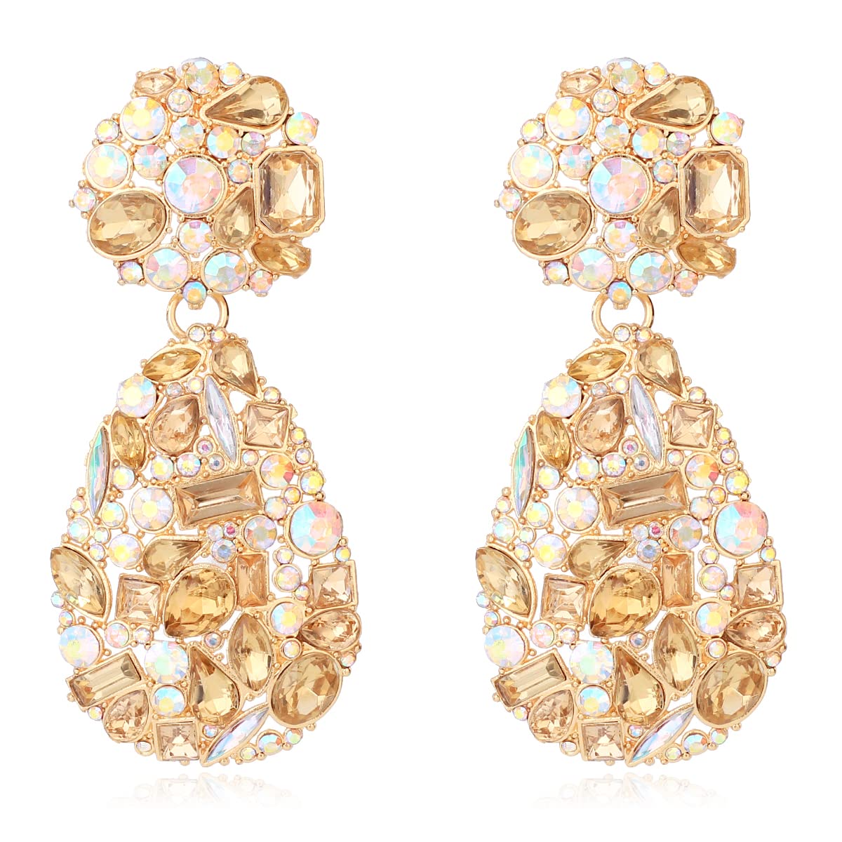 KELMALL Sparkly Rhinestone Chandelier Waterdrop Dangle Earrings for Women - Elegant Crystal Teardrop Statement Jewelry