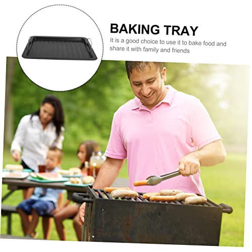 SHOWERORO 1pc Bakeware Grill Toppers Griddle Plate Barbecue Baking Pan Indoor Griddle Nonstick Bakeware Stainless Steel Griddle Baking Tool Barbecue Accessory Camping Barbecue Pan Tray Iron