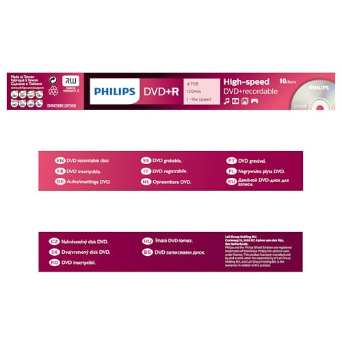 Philips DVD+R DR4S6B10F/00 - Blank DVDs (4.7 GB, 120 min, DVD+R)