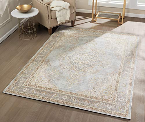 Momeni Rugs Isabella Traditional Medallion Flat Weave Area Rug, 7'10" X 10'6", Blue