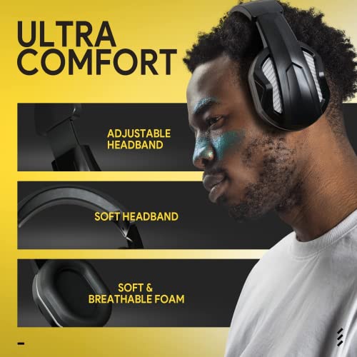 HOPEMATE Wired Headphone, LED Lights, Soft Earmuffs, Over-Ear Headphone with Adjustable Headband, Compatible with Multi-Platforms