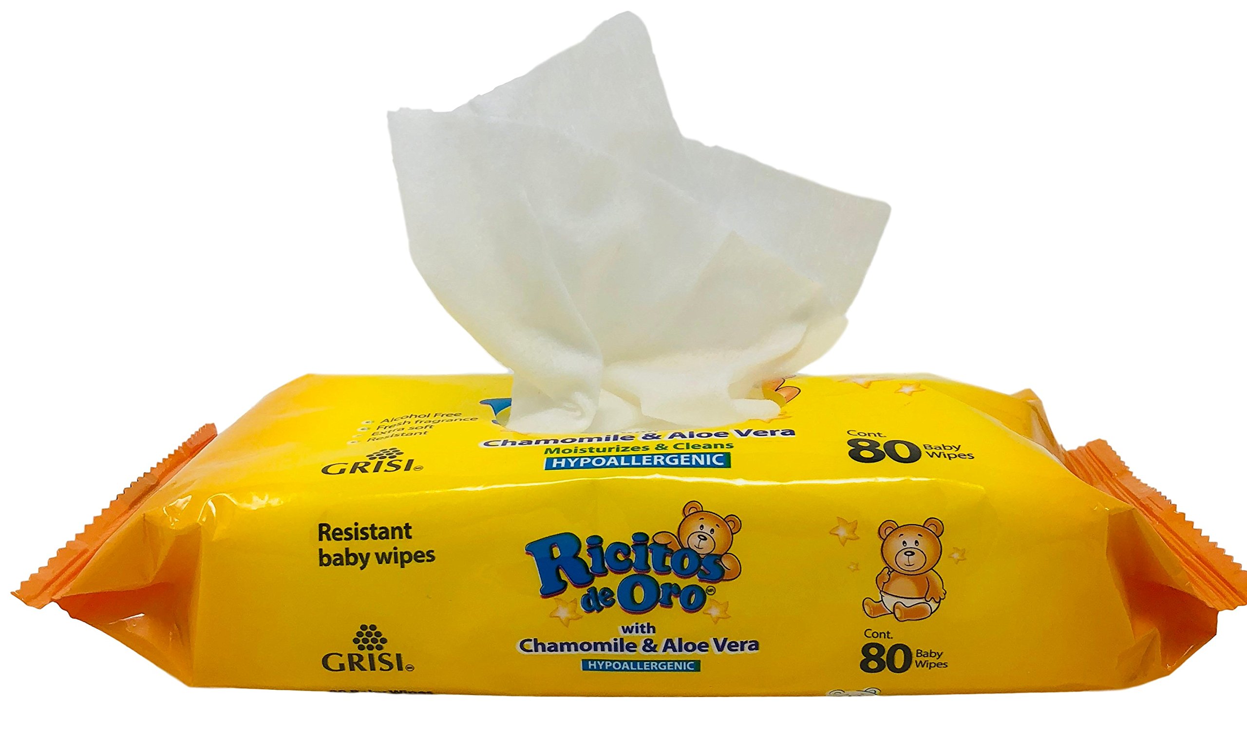 Ricitos de Oro Baby Wipes Baby Wipes with Chamomile Extract and Aloe Vera 80 cont.