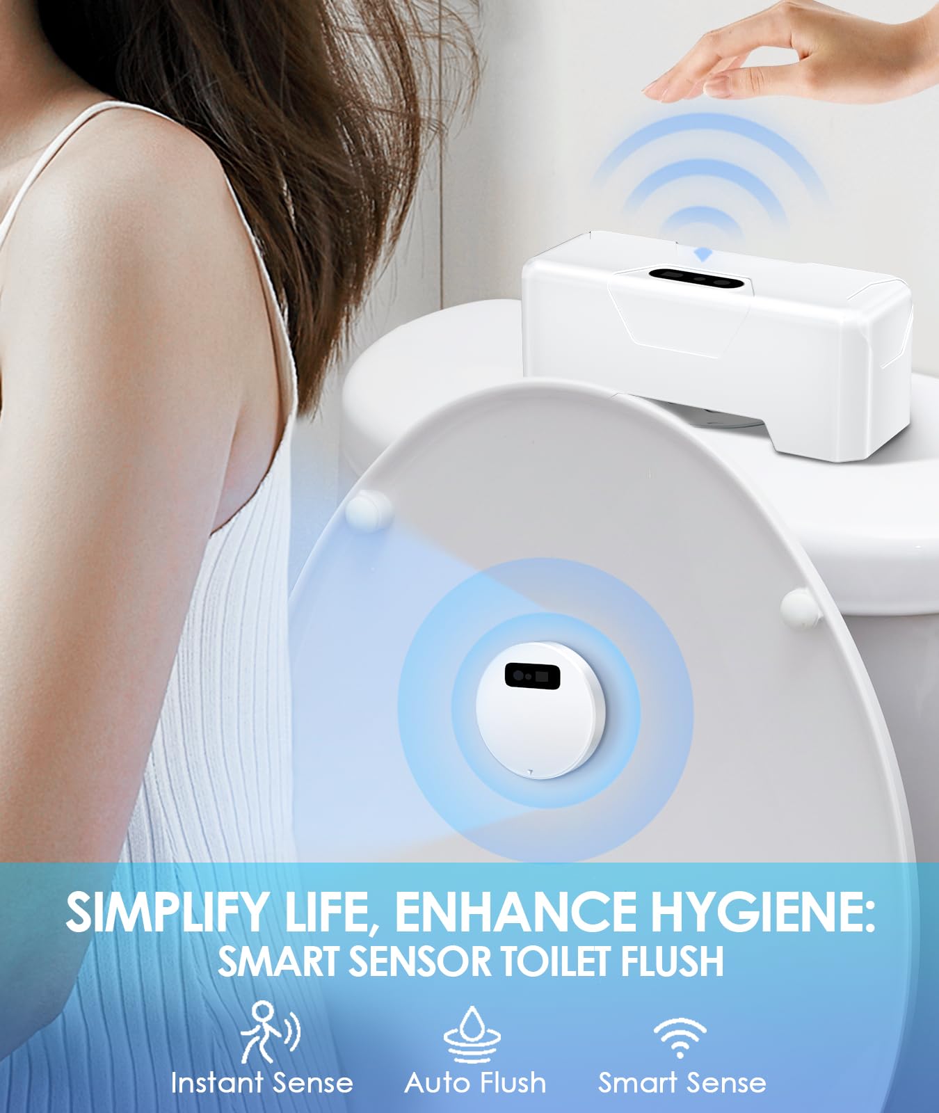 Automatic Toilet Flusher, 2023 Upgraded Touchless Toilet Flush Kit Toilet Flusher Replacement Kit for Most Homes and Public Toilets with Infrared Sensor, Rechargeable USB Charging and IPX6 Waterproof
