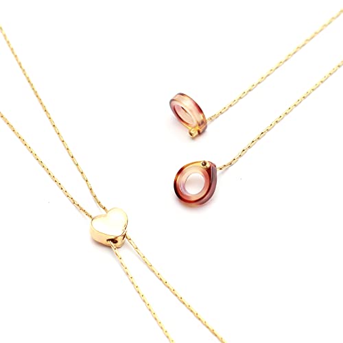 JOJOPANDA Anti-Lost Airpod Chain Holder Lanyard Cord Strap Slide Adjustable Y Necklace Compatible Airpods Pro/3/2/1 (Heart + Golden Slim Chain)