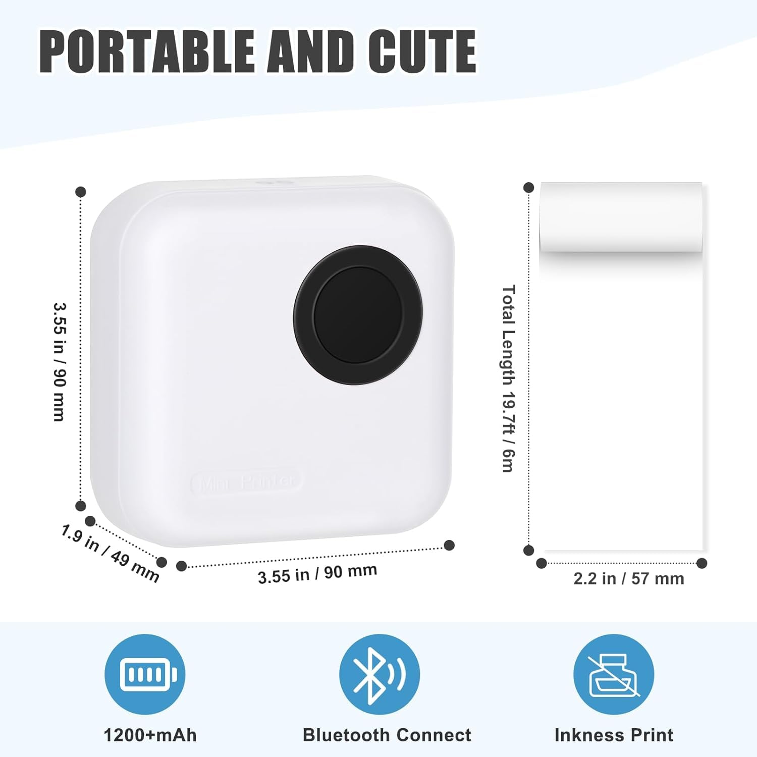WeePro Mini Printer Portable Inkless Sticker Printer with 13 Rolls Paper, Ideal for Sticker Maker Machine, Label Printer for Small Business, Doodle Pocket Printer Compatible with Phone & Tablet
