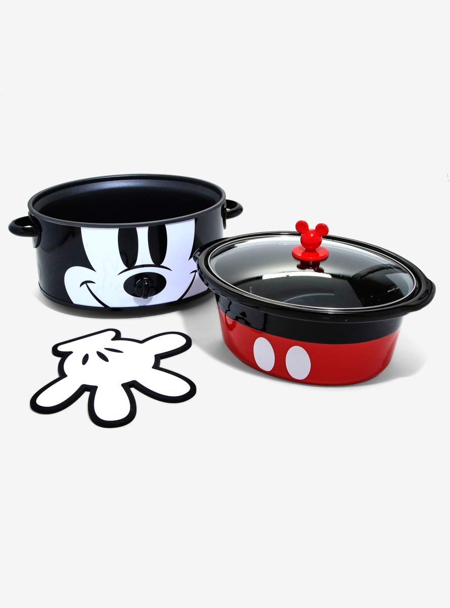 Disney Mickey Mouse Slow Cooker with Trivet by Select Brands - Disney Slow Cooker with Mickey Mouse Designs - Features Dishwasher-Safe Stoneware Crock Insert - 6 Quarts
